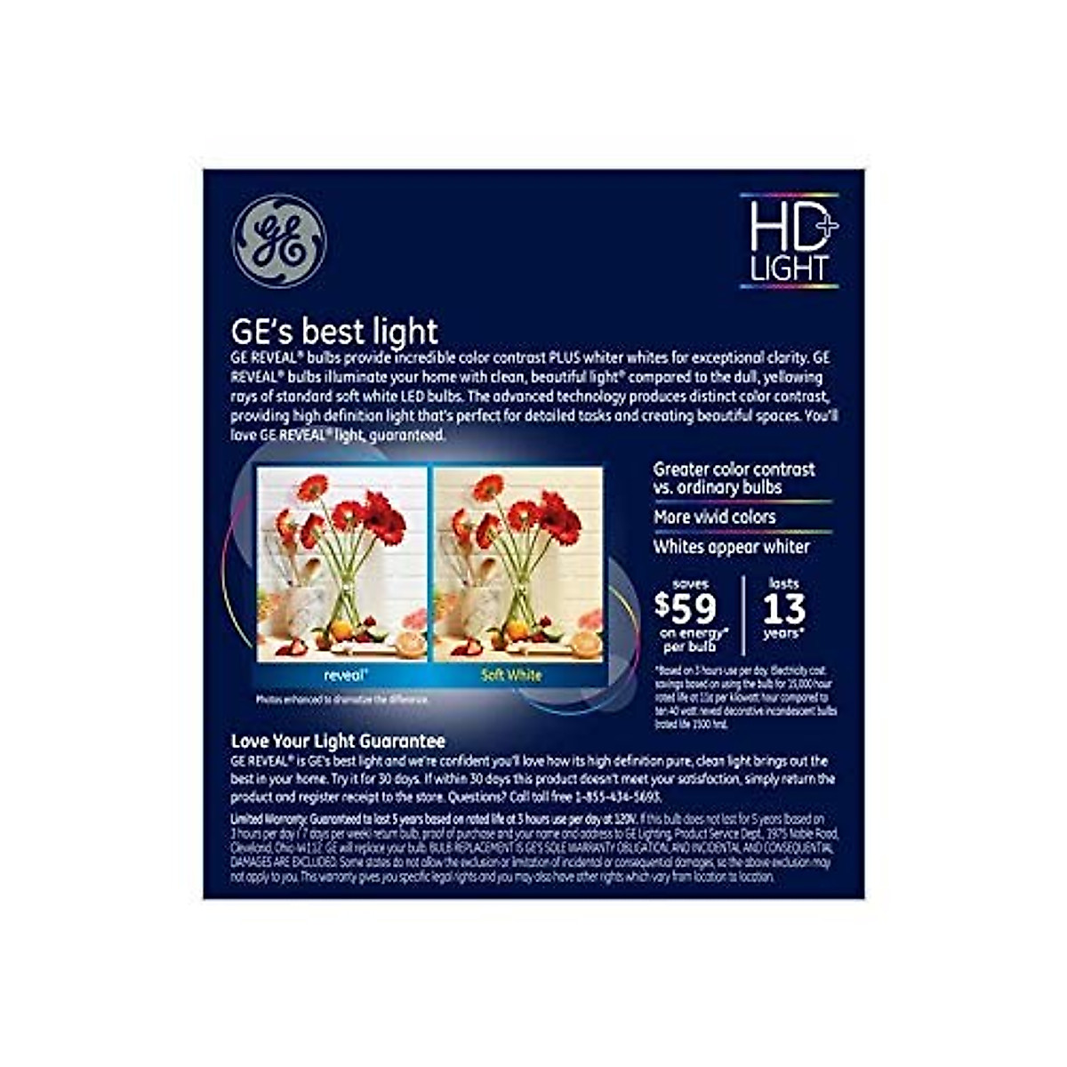 GE Reveal 40-Watt EQ Color-Enhancing Dimmable Candle Light Bulb (3-Pack)