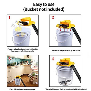 TOMEEX 2 Pack Flips Mouse Bucket Lid Trap-Yellow, Auto Resets Humane Or Lethal Trap Door Style, Mice Control Traps for 5 Gallon Bucket(Yellow 2 Pack)