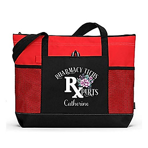Pharmacy Techs Rxperts Personalized Printed Tote Bag with Mesh Pockets