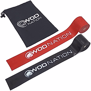 WOD Nation Muscle Floss Bands Recovery Band for Tack and Flossing Sore Muscles and Increasing Mobility : Stretch Band Includes Carrying Case (1 Black Heavy & 1 Red Medium)