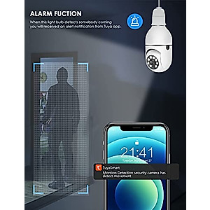 BESDERSEC Security Cameras Wireless Outdoor, Pan/Tilt Light Bulb Security Camera 360° Panoramic FHD 1080P Wi-Fi Outdoor Security Camera with IR Light Motion Sensor 2-Way Audio