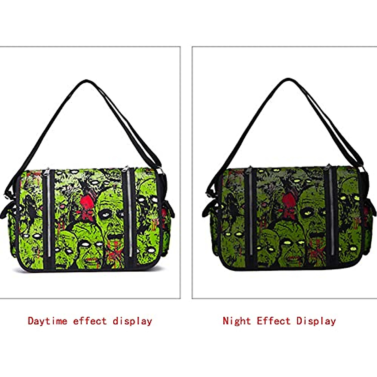 MEOKIM Gothic Backpack Canvas Backpack Printed Skull Backpack Halloween Backpack (Green Tote Bag)