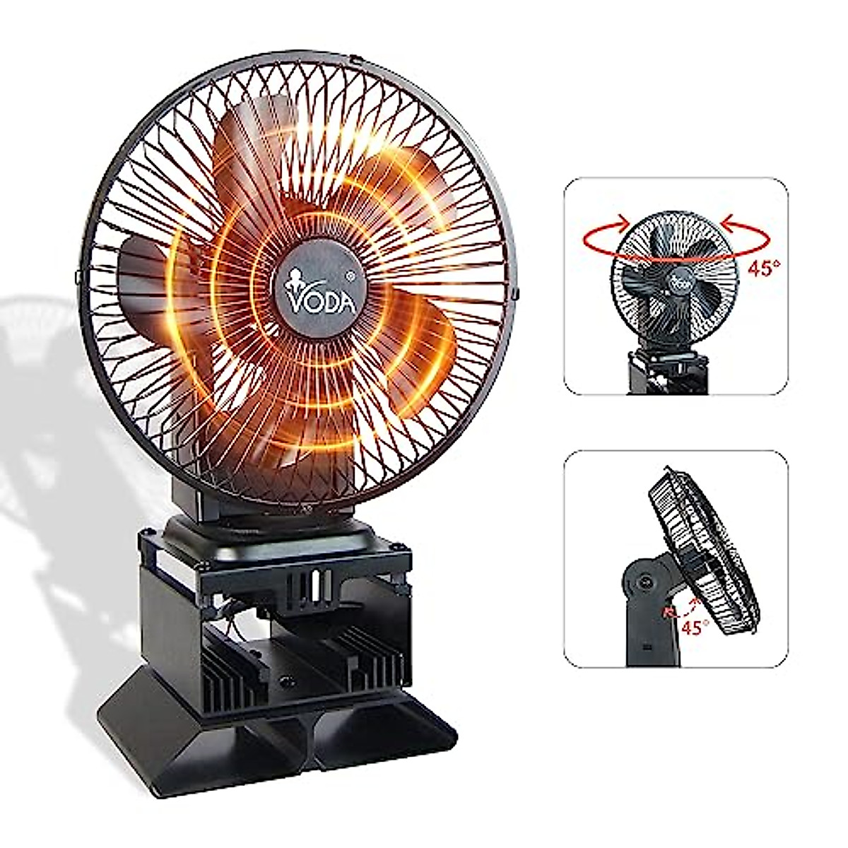 VODA Wood Stove Fan Heat Powered Fireplace Fans 5 Blades Newly Designed with 45°Adjustment Up and Down Manually and 45°Rotation Left and Right Stove Fans for Wood Burning Stoves