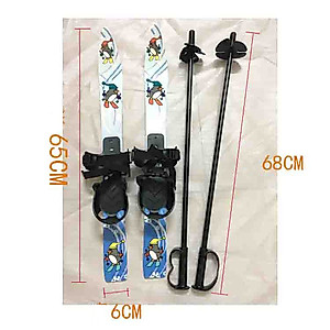 I-sport ABS Plastic Beginner Ski Sets Snow Skis and Poles with Universal Bindings (Penguin)