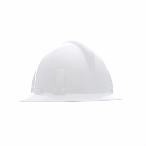 MSA 475393 Topgard Full Brim Safety Hard Hat with Fas-Trac III Ratchet Suspension | Non-Slotted Polycarbonate Shell, for General Purpose and Elevated Temperatures - Standard Size in White