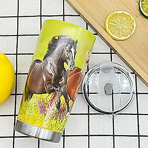 Waldeal Running Horses Coffee Mug Stainless Steel Thermal Tumbler with Lid, Double Wall Vacuum Insulated Travel Mug for Women Men Birthday or Christmas Gifts, 20oz