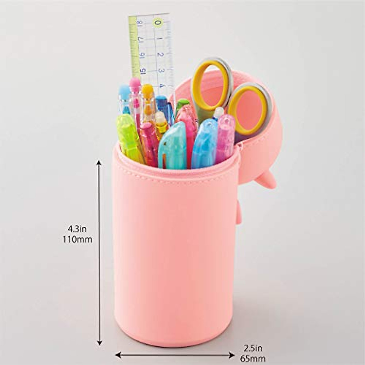 LIHIT LAB Kawaii Japanese Panda Large Stand Up Pencil Case For School Office College, Cute School Supplies, Animal Pen Holder Pencil Pouch Holder Girls, Artist Pencil Case, Panda (A7714-6)