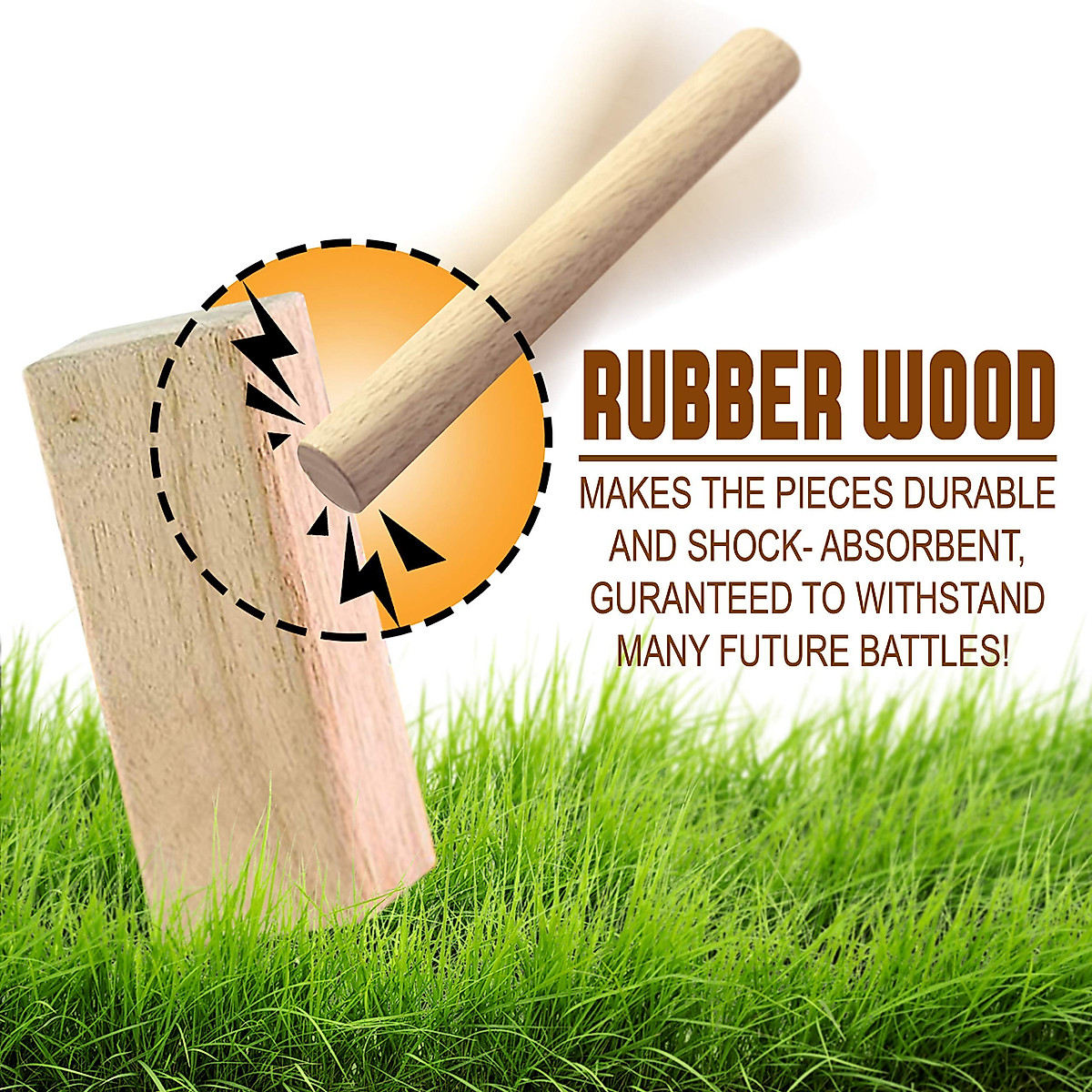 AGREATLIFE Kubb Yard Game Set Made of Rubberwood Viking Chess Pieces - Comes with 2 Extra Pieces and an Extra Large Carrying Bag - Great for Backyard and Camping Games, Family reunions