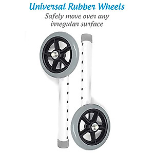 Universal Walker Wheel Kit: 5 Inch Sport Wheels and Flexfit Ski Glides (Gray)