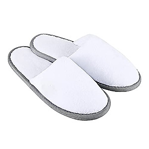 Spa Slippers, (White, 6 Pairs)Closed Toe Large Size Disposable Indoor Hotel Slippers, Fluffy Coral Fleece, Padded Sole for Comfort- for Guests, Hotel, Travel, Fits Up to US Men Size 9 & Women Size 10
