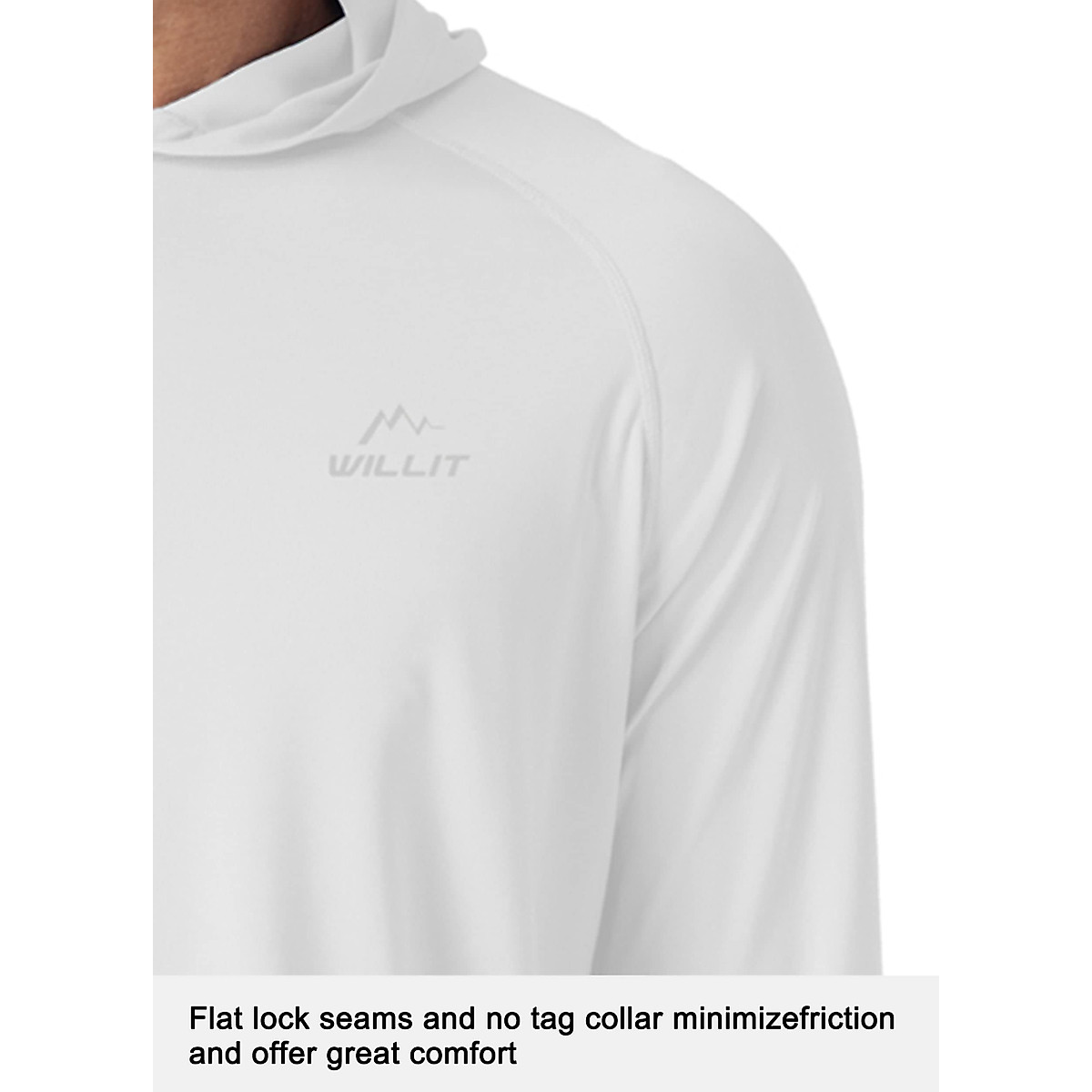 Willit Men's Sun Shirts UPF 50+ Rash Guard Long Sleeve Sun Protection Hoodie SPF UV Fishing Lightweight Athletic Running White M