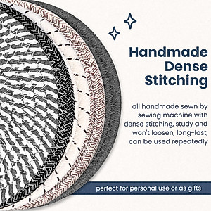 GravGrow Trivets for Hot Dishes, 8 Inch Trivets for Hot Pots and Pans, Thicken Heat Resistant Trivets for Hot Dishes with Storage Basket, Pot Holders for Kitchen, Hot Pads Kitchen Essentials, 5 Pcs