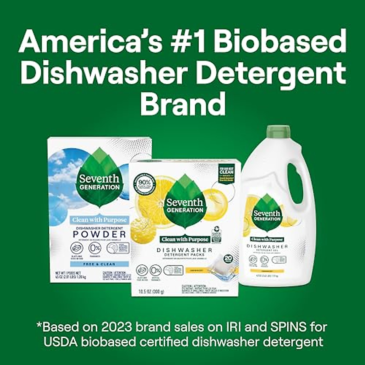 Seventh Generation Dishwasher Detergent Pods, Lemon Scent, Blasts Away Stuck-On Food, 20 Pods
