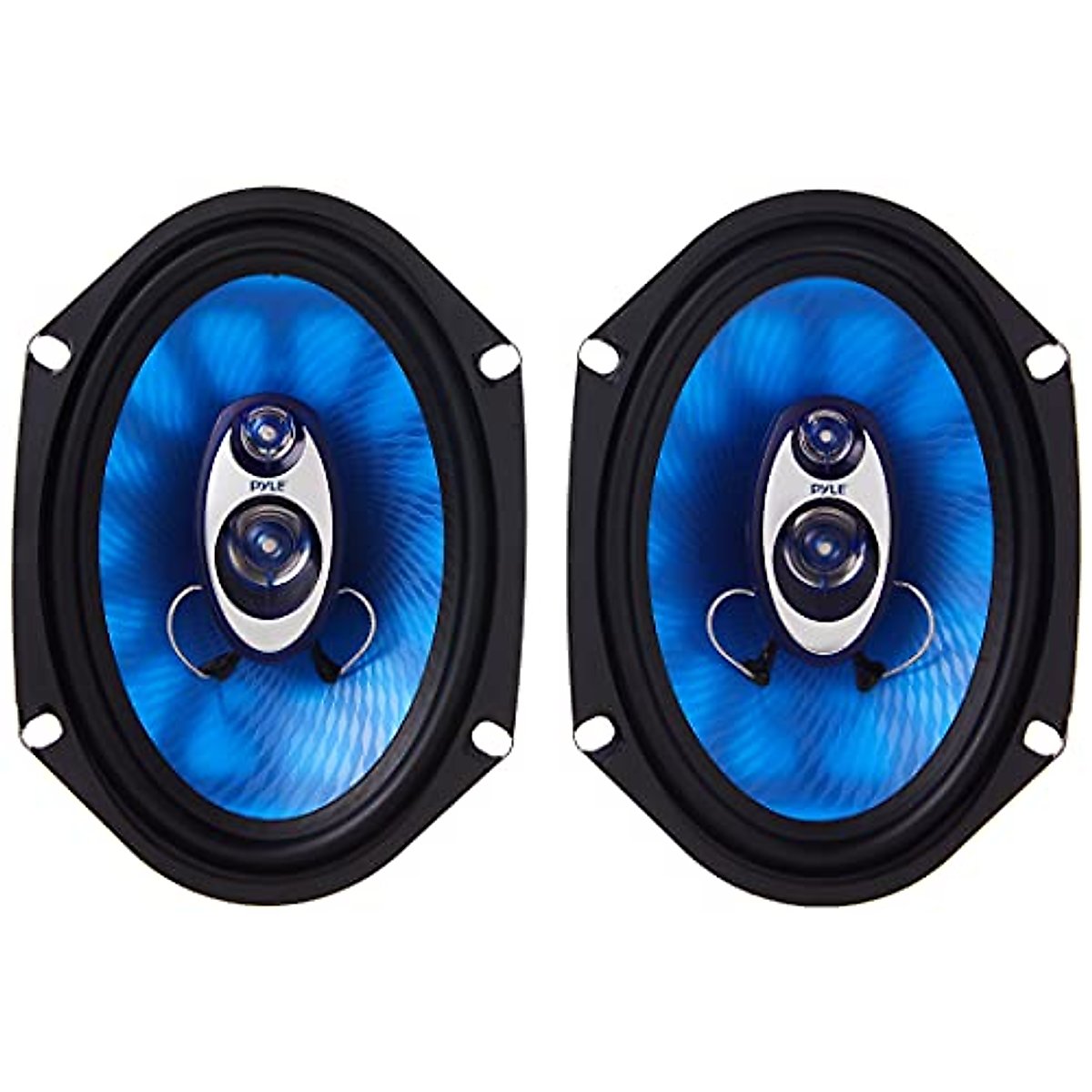 Pyle 6” x 8” Car Sound Speaker (Pair) - Upgraded Blue Poly Injection Cone 3-Way 360 Watts w/ Non-fatiguing Butyl Rubber Surround 70 - 20Khz Frequency Response 4 Ohm & 1" ASV Voice Coil - Pyle PL683BL