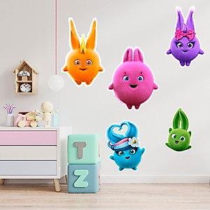 5 Pcs Sunny Bunnies Wall Stickers for Kids Room or Birthday Decorations | Sunny Bunnies Wall Decals for Kids Bedroom.