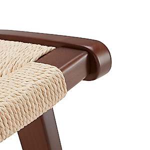 Soohow Braided Jute Woven Weave Seat Beige Modern Boho Living Room,Bedroom Reading Mid Century Accent, Set of 1, Paper Rope/Latte Beech Chair