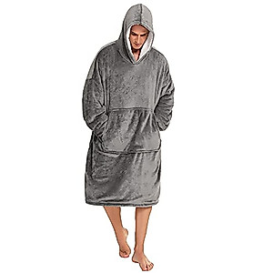 YEPLINS Pullover sweatshirt with hood robe blanket hoodie blanket sweatshirt flannel hoodies Grey