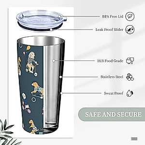 Yaxongx 20oz Tumbler Dog Transportation Double Wall Vacuum Insulated Coffee Mug with Lid and Metal Straw Brush Reusable Stainless Steel Water Bottle Travel Cup Gifts for Car Ice Drinks Hot Beverage