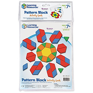 Learning Resources Intermediate Pattern Block Design Cards, Pattern, Pattern Blocks for Kids, Pattern Block Activities, for Grades 2-6, 36 Activities