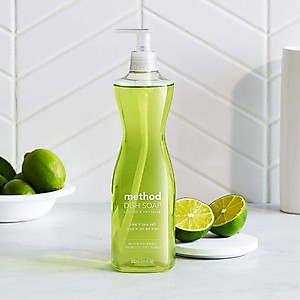 Method Gel Dish Soap, Lime + Sea Salt, Biodegradable Formula, Tough on Grease, 18 Fl Oz (Pack of 6)