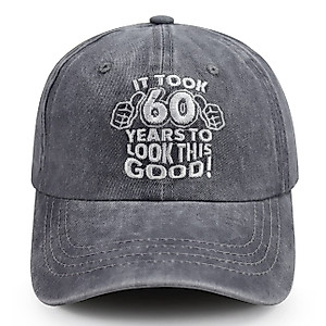60th Birthday Decorations for Men Women, Vintage 1964 60 Years Old Birthday Gifts Baseball Cap, Funny Adjustable Cotton Embroidered Retired Hat for Dad Mom Grandpa Grandma Retirees