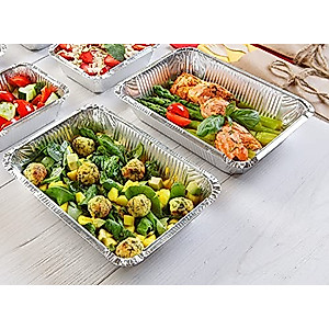 [5 Pack] Heavy Duty Full Size Deep Aluminum Pans Foil Roasting & Steam Table Pan 21x13 inch Deep Chafing Trays for Catering - Disposable Large Pans for Baking, Caterer's, Reheat, Bakeware, Grilling