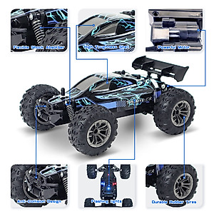 TURCGUO RC Truck,1:18 2WD All Terrain Fast Remote Control Car Electric Race Gift Boy Toy Off Road 20km/h 2.4GHz Radio RC Monster Truck for Adults with 2 Rechargeable Batteries