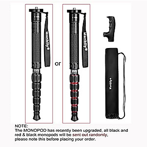 Manbily Camera Monopod Carbon Fiber Portable Compact Lightweight Travel Monopod with Carrying Bag Walking Stick Handle,for DSLR Canon Nikon Sony Video Camcorder,6 Sections up to 61-in (C-555L)