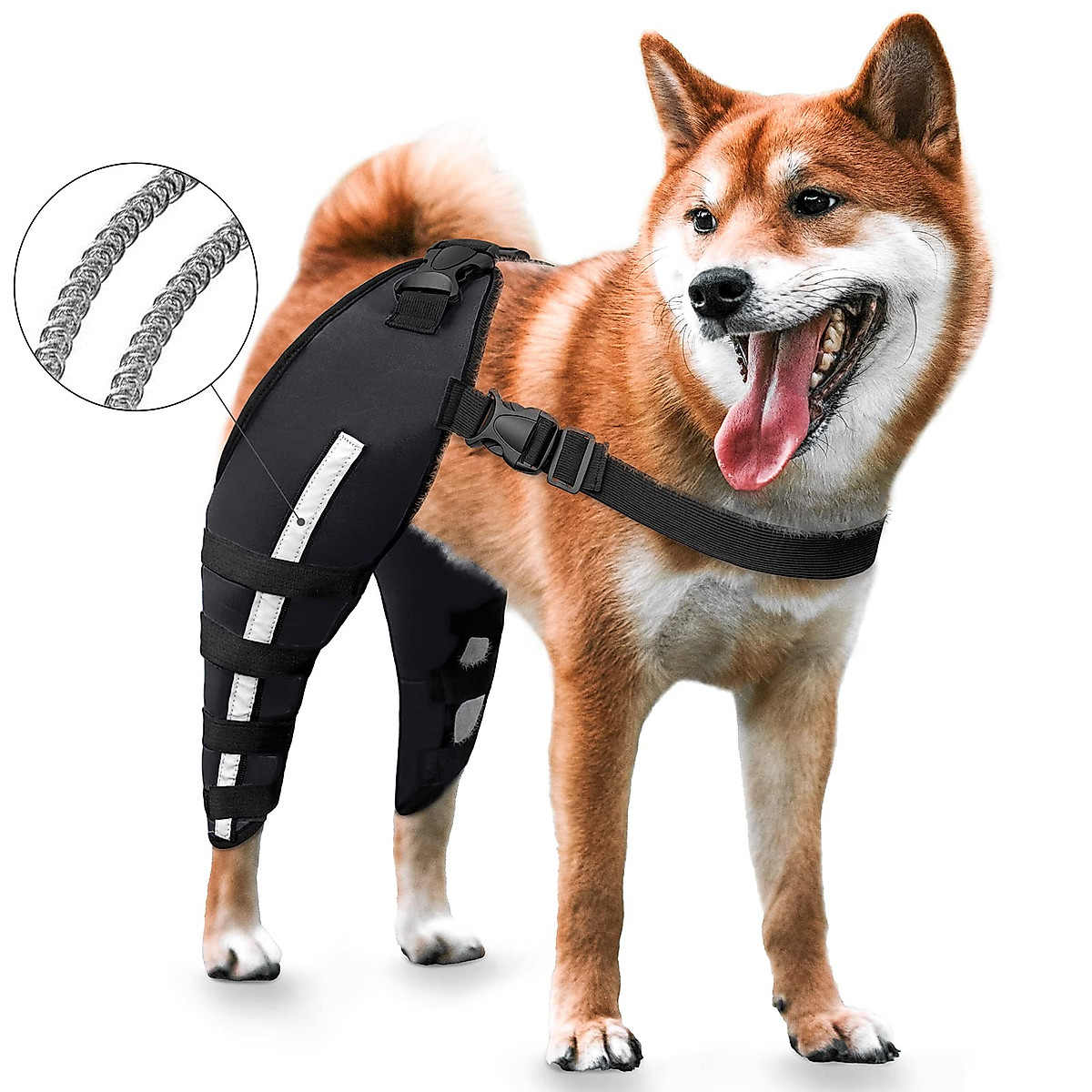 MewMewLand Dog Knee Braces for Pain CCL, ACL, Arthritis, Extra Support, Dog ACL Brace Hind Legs with Metal Side Stabilizers, Black Medium