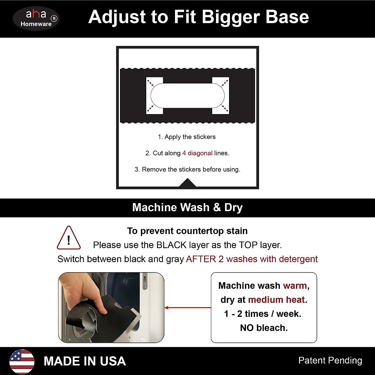 AHA HOMEWARE Bathroom Sink Splash Guard Oval Hole, Behind The Sink Water Splash Guard Centerset Faucet, Faucet Absorbent Backsplash Sink Mat 6/ Oval Hole, Bathroom Backsplash Sink Mat 15/