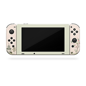 Tacky Design Japanese Cherry Blossom Skin Compatible with Nintendo Switch Skin Wrap Cover, Beige Color Skin for Nintendo Switch Stickers, Premium Vinyl 3M Full Wrap Decal