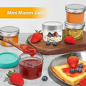 KPWIN 6 Pcs Salad Dressing Container To Go, 2.5 oz Small Condiment Containers with Lids, Reusable Mini Glass Food Storage Containers Dipping Sauce Cups with Lids Leakproof for Lunch Box Picnic Travel
