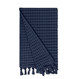GILDEN TREE Decorative Waffle Hand Towels for Bathroom, Quick Drying Fingertip Towel, Modern Style (Midnight Blue)