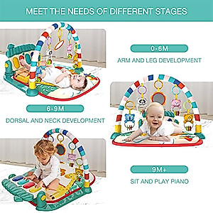 Lcasio Musical Baby Gyms Play Mats Musical Activity Mat Piano Baby Play Gym Tummy Time Padded Mat for Baby Newborn Toddler Infants (Green)