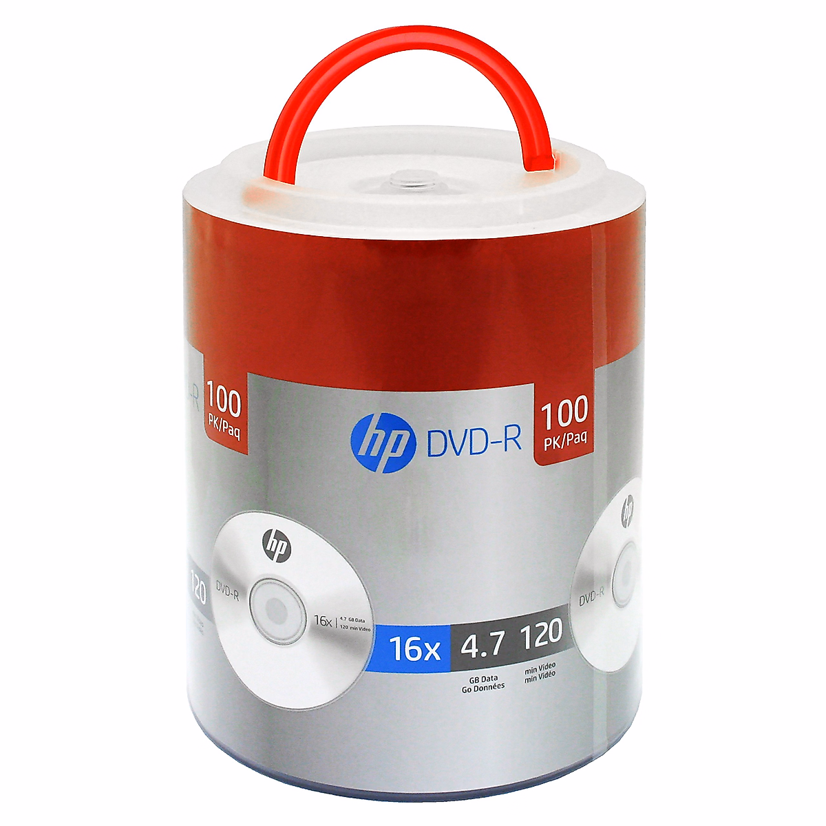 HP DVD-R 16X 4.7GB 100PK Spindle with Handle