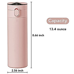 17PinHut Insulated Bottle Stainless Steel Vacuum Water Cup with Enamel Interior for Sports and Travel, 13.4 oz, Pink