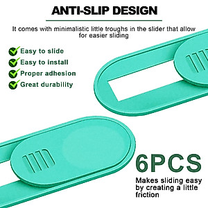 ONKENTET 6PCS Webcam Cover Slide Compatible with Tesla Model 3 Y X S 2017-2023 Accessories Car Camera Cellphone Laptop Privacy Covers Slide Frosted Interior Cabin Front Camera Thin Cover (Green)