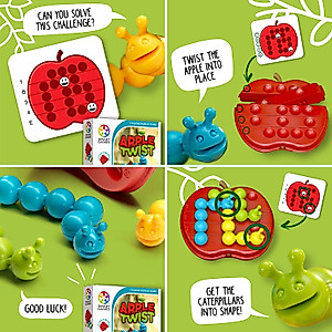 SmartGames Apple Twist Travel Puzzle Game with 60 Challenges for Ages 5 - Adult