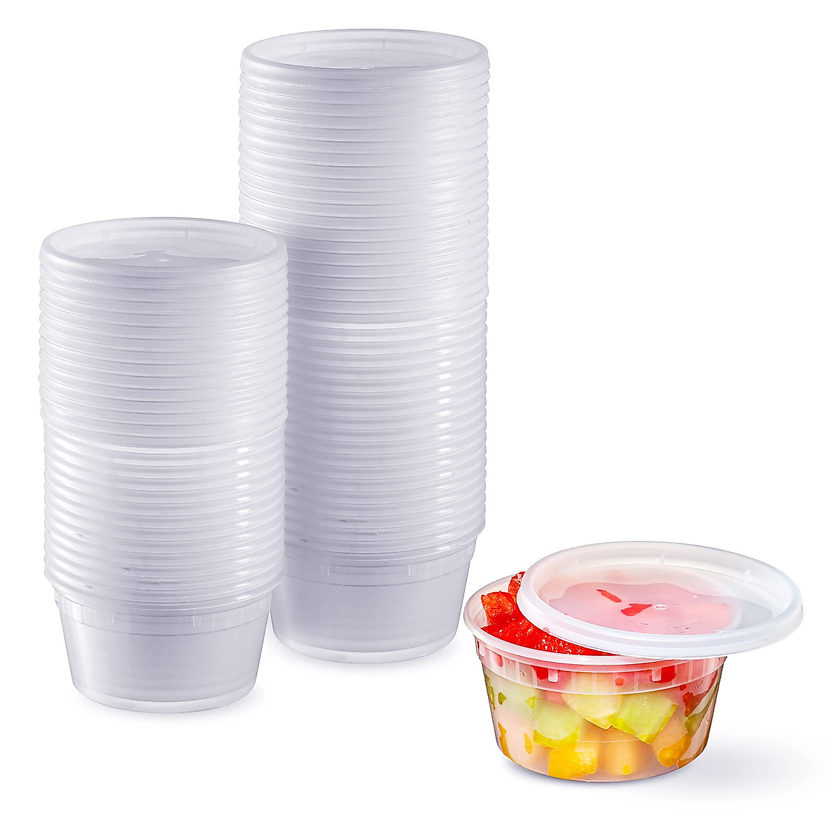 Pantry Value [Case of 240] 12 oz. Plastic Deli Food Storage Containers with Airtight Lids