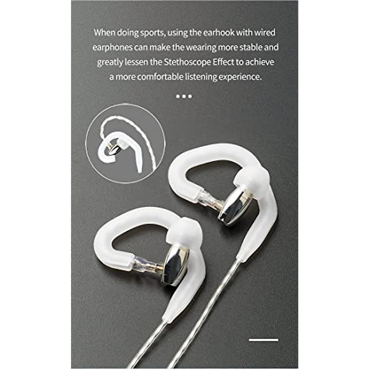 5 Pair KINBOOFI KBEAR Sports Silicone Earhook for Wired Earphone Over-Ear in Ear Monitor, Relieve Earphone Long-Term Use (3black+2white)