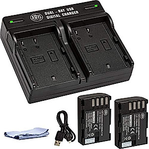 BM Premium 2-Pack of DMW-BLF19, DMW-BLF19e, DMW-BLF19PP Batteries and Dual Battery Charger for Panasonic Lumix DC-G9, DC-GH5, DMC-GH3, DMC-GH3K, DMC-GH4, DMC-GH4K Digital Camera