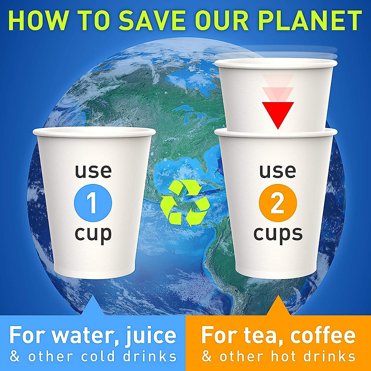 SheriffDrink 12 oz Paper Cups – White Coffee Paper Cups for Tea Water and Cocoa (50 ct)