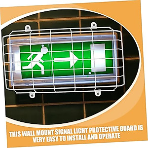 PHENOFICE 2pcs School Evacuation Sign Emergency Sign Covers Exit Sign Light Covers Wire Exit Sign Cage Emergency Light Exit Sign Wire Guard Light Switch Covers Guard LED Exit Sign Iron White