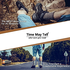 Time May Tell Mens Merino Wool Hiking Cushion Socks Thermal Warm Crew Winter Boot Socks Pack (Dark Grey(3 pairs), US Size 5~9)