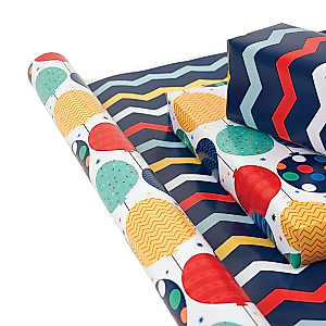 Current Silver Paisley with Stripes Wedding, Reversible Double-Sided Jumbo Gift Wrap Roll, 23 inches x 32 feet per roll