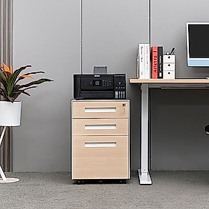 Steel Lateral Filing Cabinet with Lock, File Cabinet for Office Home Metal Storage File Cabinet 3 Drawer Under Desk Metal Organizer (Cherry+White)