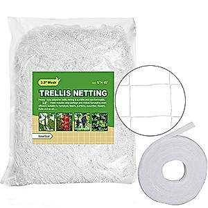 BaseGoal All-Weather Trellis Netting Mesh Plant Garden Vine Growing Flexible String Net (3.5" Mesh ployester, 5' Wx 15'L)