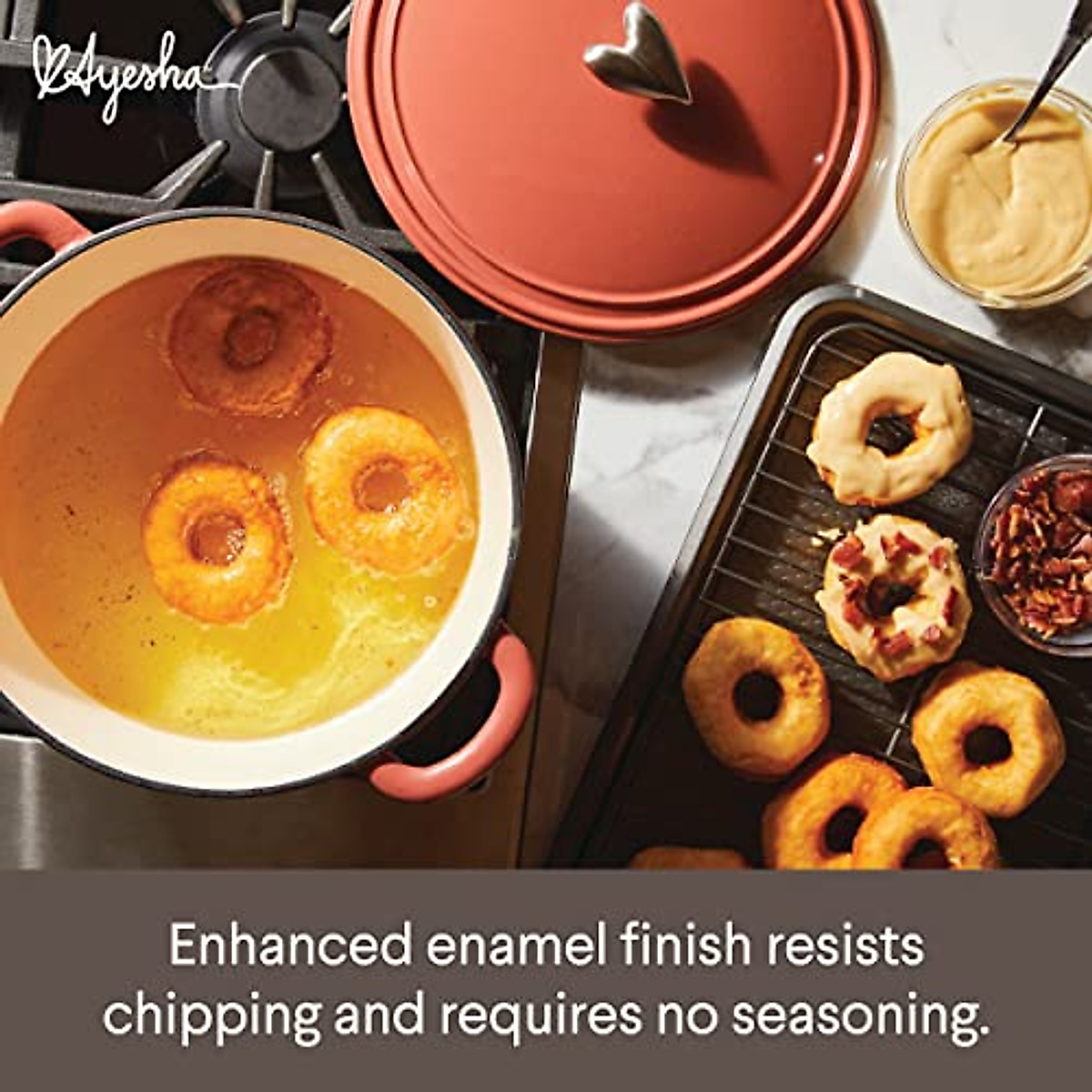 Ayesha Curry Kitchenware Enameled Cast Iron Dutch Oven/Casserole Pot with Lid, 6 Quart, Redwood Red