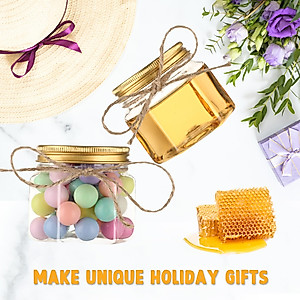 Yaomiao 75 Packs 3 oz Hexagon Plastic Jars with Gold Lids Mini Honey Jars Wide Mouth Small Spice Canning containerfor Party Wedding Favors, DIY Gift, Jams, Candy, Candle, Herbs