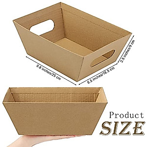 TURSTIN 16 Pieces Gift Basket Empty Cardboard Gift Basket with Handles Rectangular Market Tray Basket Holder Container for Christmas Wedding Holiday Display Gift to Impress, Kraft